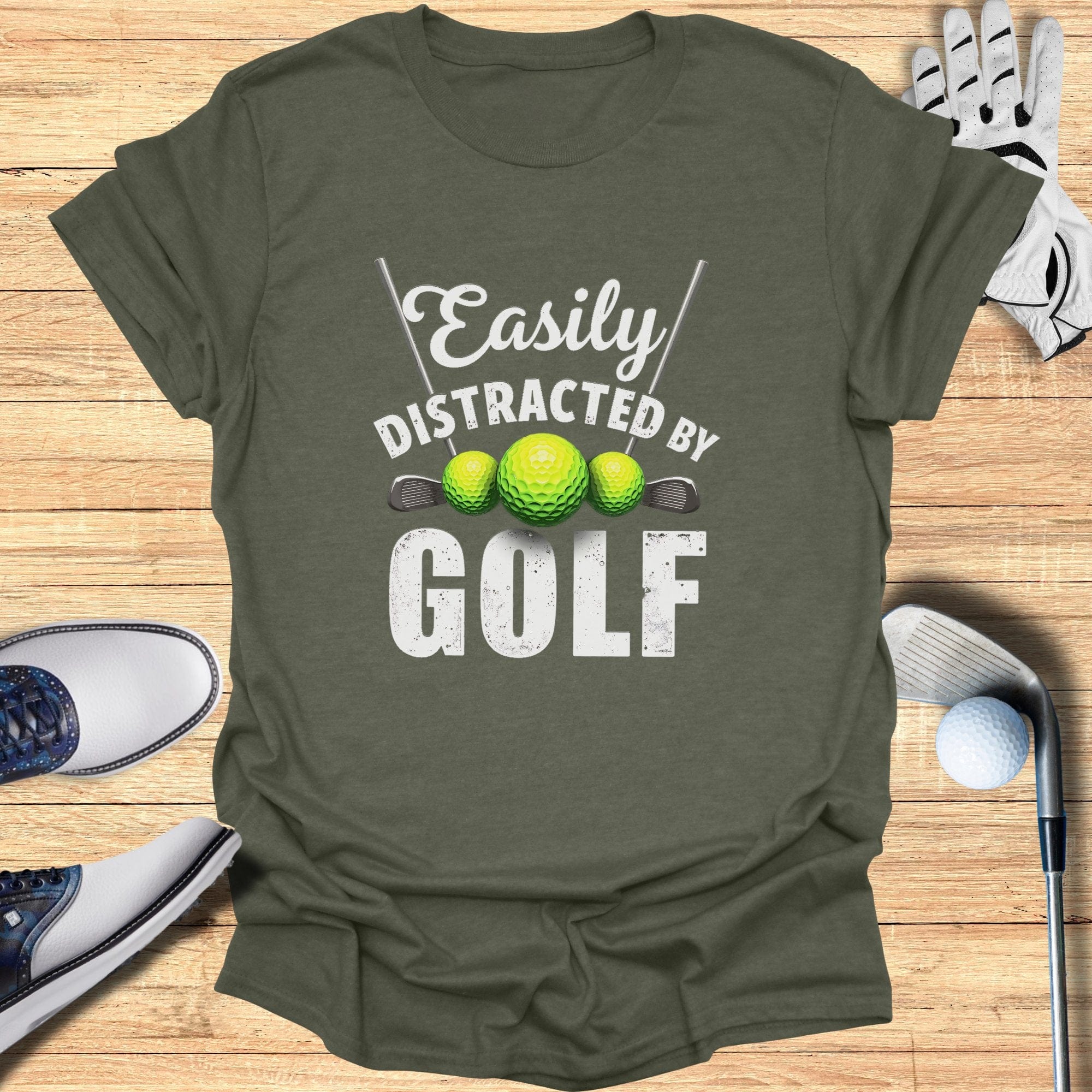 Easily Distracted by Golf T-Shirt | Funny Golf Tee for Off-Course ...