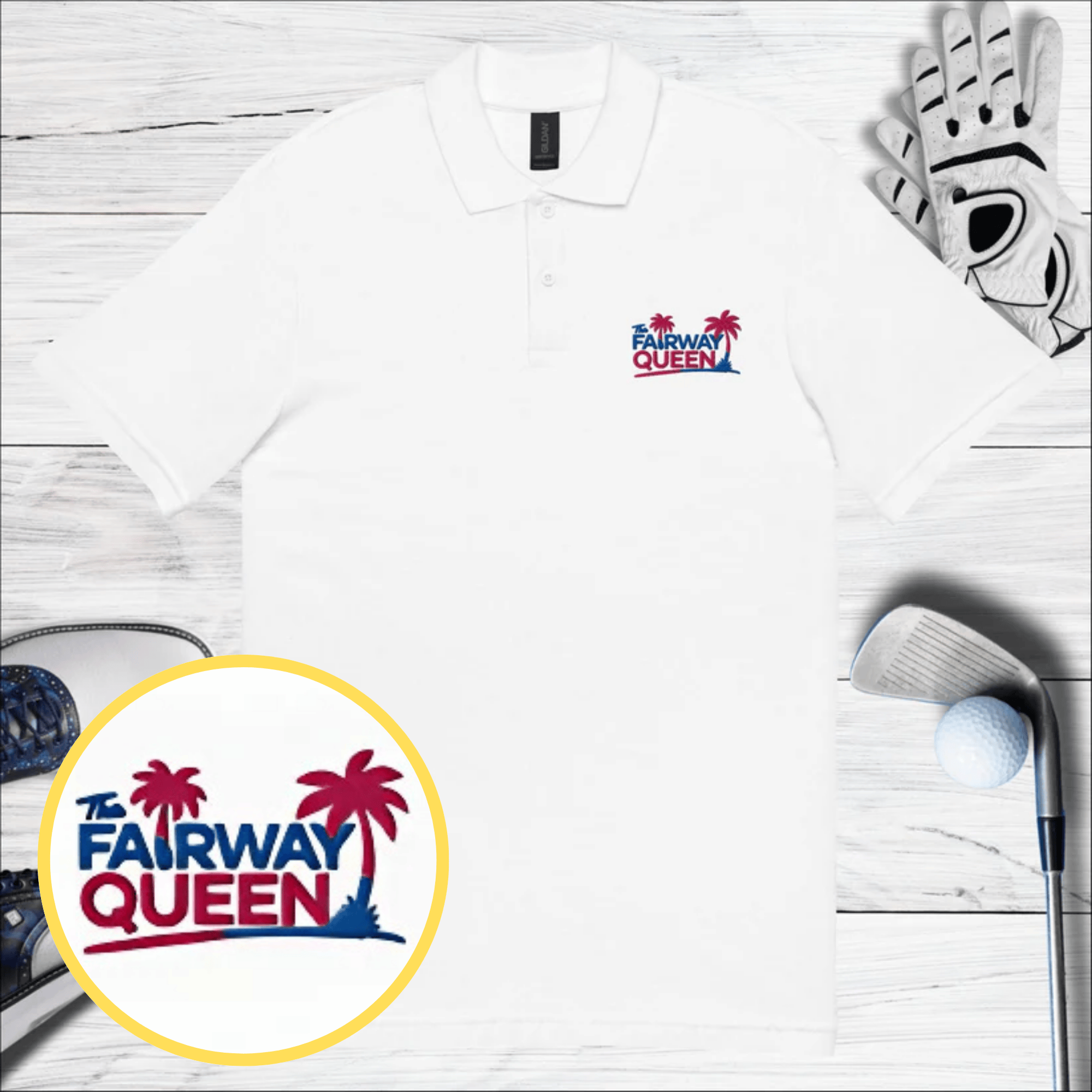 The Fairway Queen Embroidered Golf Pique Polo Shirt – Swing Epic